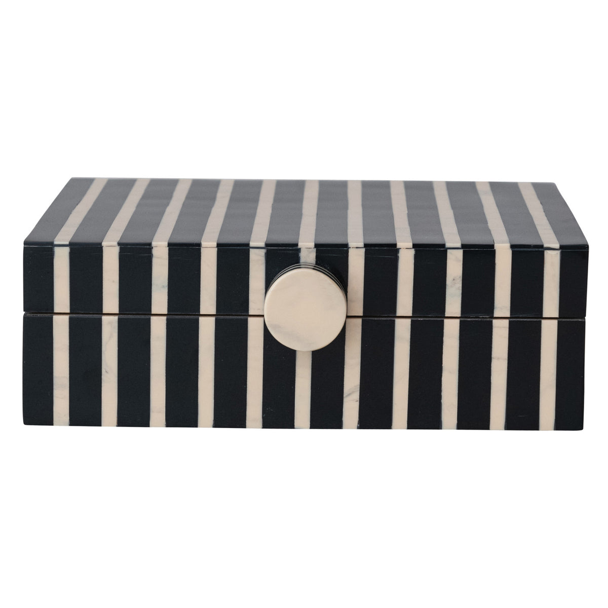 Handmade Mango Wood & Resin Striped Box - Elegant Storage – Wasson Nursery